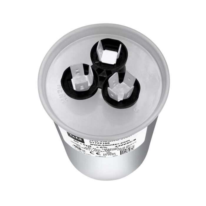 Dual Motor Run Capacitor 50+5.0 MF 440/370 VAC Round 51722107 - HVAC/R ...